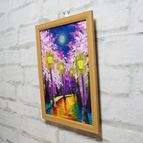 油絵 油彩 油彩画 絵 絵画 【桜のライトアップ】 絵画 HR 通販 油絵 油彩 油彩画 絵 絵画 【桜のライトアップ】 絵画 HR 通販