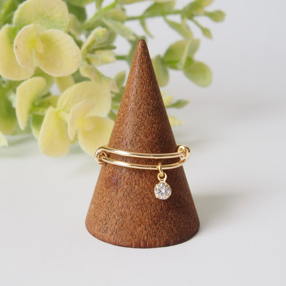 【14kgf】cz simple ring / リング 指輪 フリーサイズ ゴールド キュービックジルコニア 送料無料 指輪・リング habile 通販 17320938｜Creema(クリーマ)