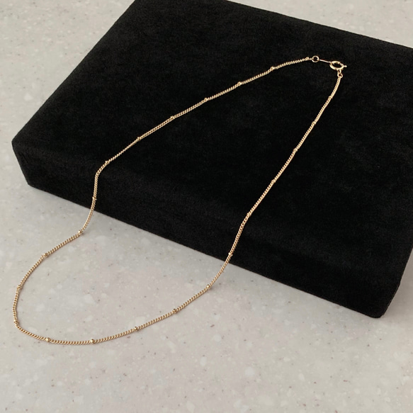 《14kgf》ステーションチェーンネックレス 40〜80cm ビーズチェーン 刻印あり 華奢 ロングネックレス ネックレス・ペンダント haru 通販 17330980｜Creema(クリーマ)