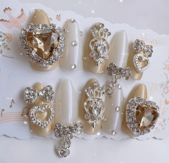 【現品】量産型 ゆめかわ 韓国 フレンチ 推し イエロー ネイルチップ ネイルチップ（つけ爪） みー@nailᙏ̤̫͚♡ 通販 ...