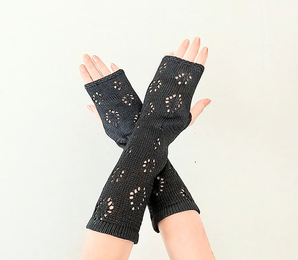 シルクのレース編み ロングサイズのアームウォーマー 手袋・ミトン shi-ma 通販 17336826｜Creema(クリーマ)