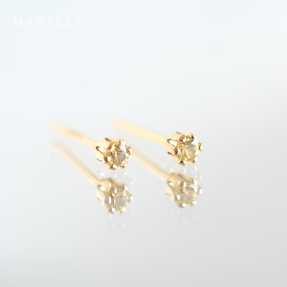 14kgf イエローベリル ダイヤカット (6本爪/2mm) 天然石ピアス ピアス（スタッド・一粒） martlet jewelry 通販 17338804｜Creema(クリーマ)