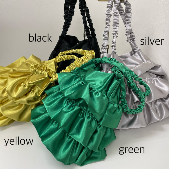 再販・サテンフリルバッグ・4col ハンドバッグ Ha-chi☆ 通販 17338851｜Creema(クリーマ)
