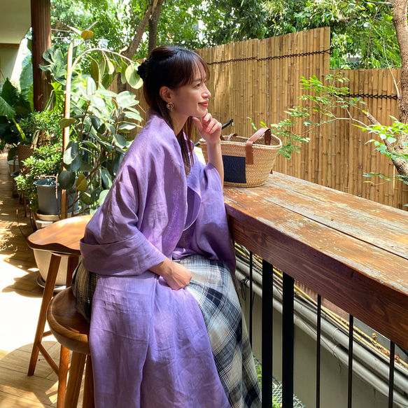 カラーリネン 大判ストール ラベンダー 0506LV ストール SWiMMY Clothing 通販 17343366｜Creema(クリーマ)