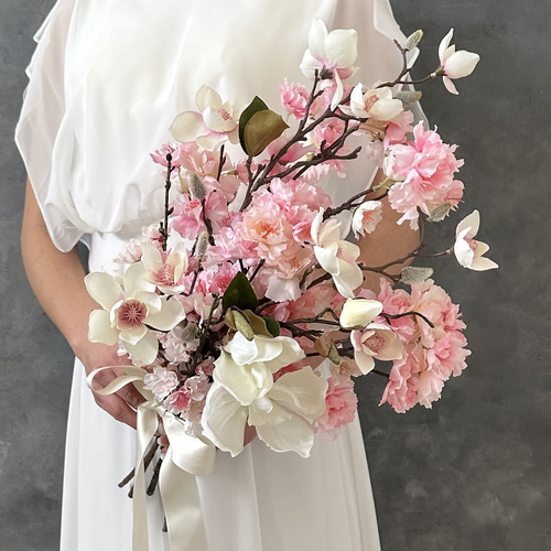 桜 ふわり】桜2025 生花に見える 高級造花 ウェディングブーケ 桜 ふわり】桜2025 生花に見える 高級造花 ウェディングブーケ