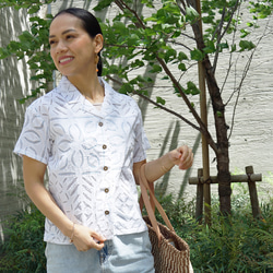 ★SALE【即納可】リバースアップリケ・半袖シャツ（NK23-017-blue） シャツ maNika 通販｜Creema(クリーマ ...