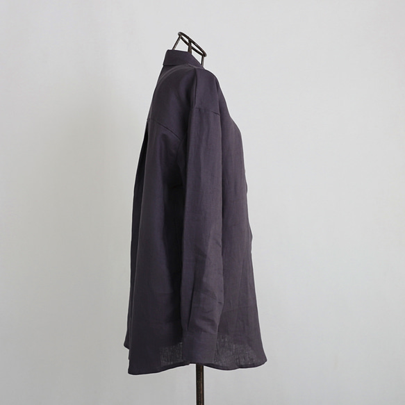 ゆったり羽織れるオーバーシルエット 着回し抜群 リネン ベーシック シャツ スミクロ 0588BK シャツ SWiMMY Clothing 通販 17370841｜Creema(クリーマ)