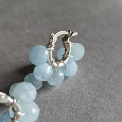 天然石アクアマリンAAA SV925フープピアスorイヤリング/サージカルステンレス ペールブルー3月誕生石 ピアス（フープ ...