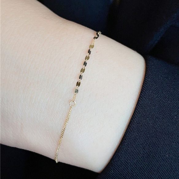 s925製 シンプル 細身 組合せチェーン ブレスレット K14 付けっぱなし 新作 ブレスレット cissylady.com 通販 17379700｜Creema(クリーマ)