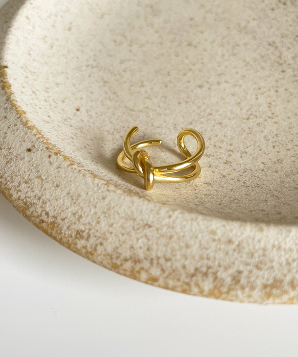 farfalle knot ring _ s925 ノットリング ゴールドリング リボンリング オープンリング 指輪・リング S I U R —シユ— 通販｜Creema(クリーマ)