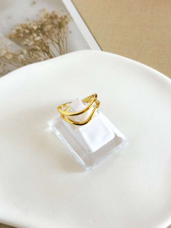 [サイズ調整可能] silver925 ゴールド ダブル 2連風リング 指輪 指輪・リング Jun 通販｜Creema(クリーマ) 17387367