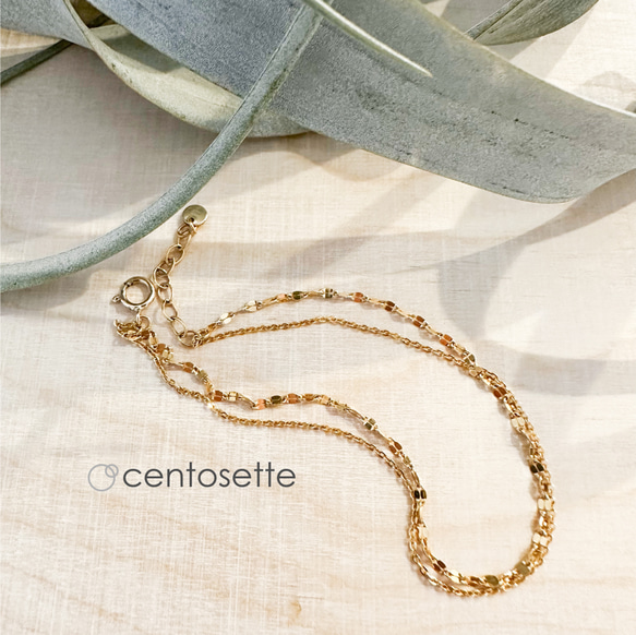 14KGFペタルチェーン2連ブレスレット/チェーン延長可 ブレスレット centosette チェントセッテ 通販 17389911｜Creema(クリーマ)