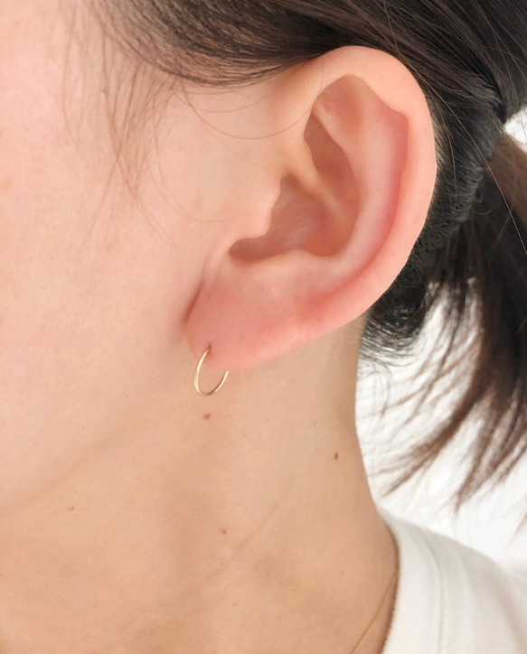 【14kgf】9mm シンプルキャッチレス フープピアス ピアス（フープ） La Brillante 通販 17404246｜Creema(クリーマ)