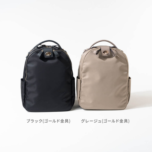 ナイロンリュック レディース 本革 撥水 ゴールド金具 ブラック ナイロンリュック レディース 本革 撥水 ゴールド金具 ブラック