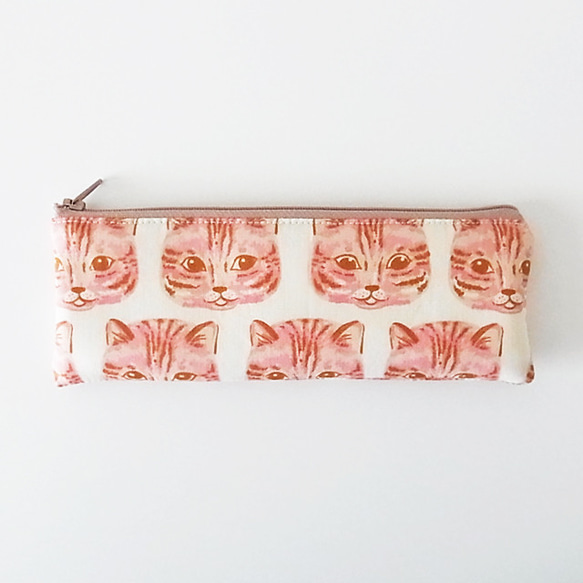 フラットペンケース ネコ柄ピンク ペンケース FiL 通販｜Creema(クリーマ)