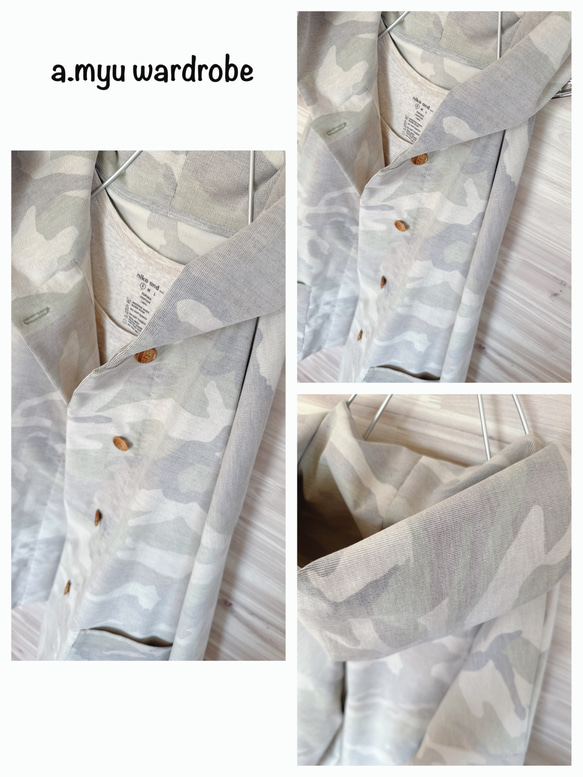 a.myu 白 カモフラ 春物 オーバーサイズのコート ジャケット a.myu wardrobe 通販｜Creema(クリーマ) 17430331