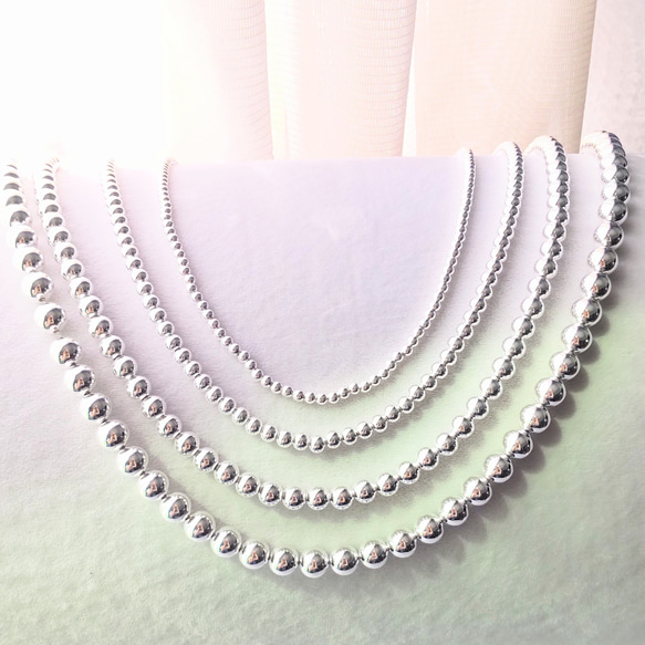 シルバーボールネックレス 4mm 6mm 8mm 10mm 50cm ナバホパール調 S925 レディース メンズ ネックレス・ペンダント L I E N 通販 17436301｜Creema ...