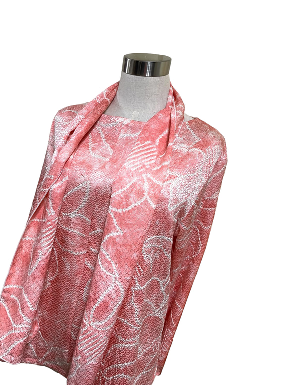 送料無料 着物 リメイク 正絹 絞り 花 ゆったり パフスリーブ ブラウス ストール ハンドメイド 着物 tontonakin 通販 ...