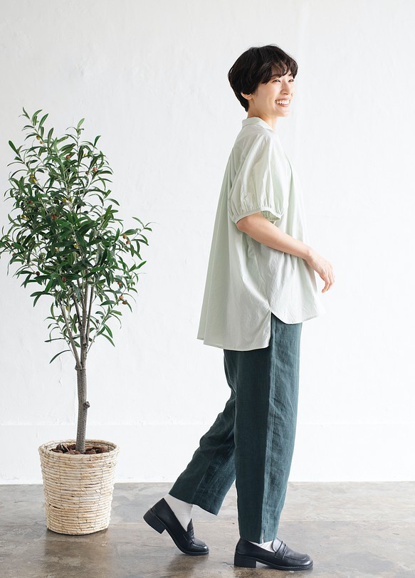 計算されたバランスで、差のつくお洒落を纏う オーガーニックコットン 半袖シャツブラウス 薄緑 220706-3 ブラウス fall-in&co(talent) 通販 17456140 ...