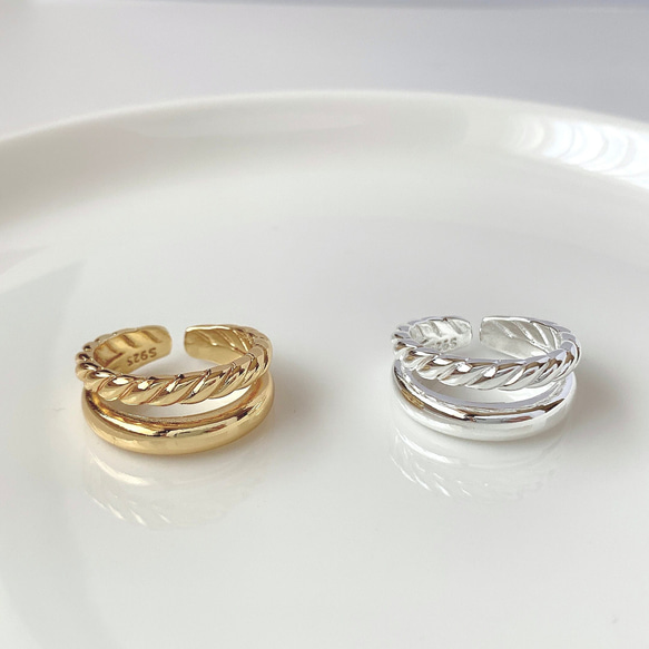 S925 ツイストレイヤードリング シルバーリング フリーサイズ 指輪・リング Reflect.acc 通販 17480011｜Creema(クリーマ)