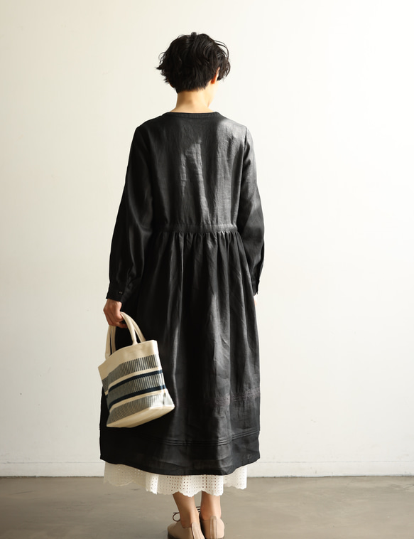 思わず目を引く ロングワンピース レース付き リネン100％ ブラック 240325-1 ワンピース fall-in&co(talent) 通販 17497222｜Creema(クリーマ)