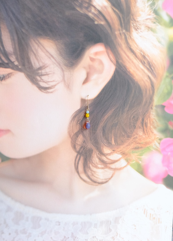 d166-89【夢を叶える】アマゾナイトと【ベリー】のアレンジピアス（パーツ変更可能） ピアス（フック・チェーン） DROP... 通販 17498834｜Creema(クリーマ)