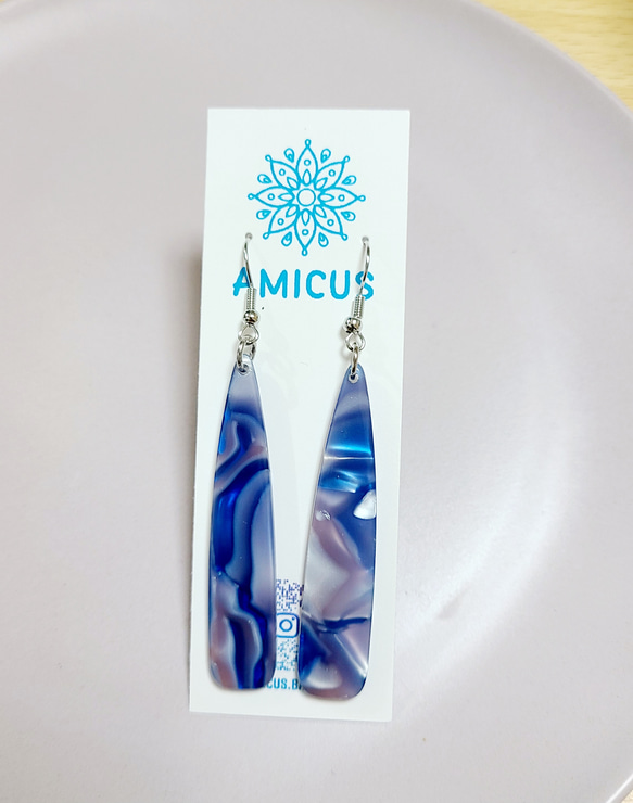 マーブル雫ロング(パープル) ピアス（フック・チェーン） Amicus 通販 17500250｜Creema(クリーマ)