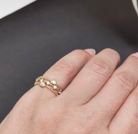重ねつけも☆別々つけも ジオメトリ自由に組み合わせ 繊細高質ジルコニアビジューリング 14KGP 指輪・リング 天然石アクセサリーのfiracia 通販 17506426｜Creema(クリーマ)