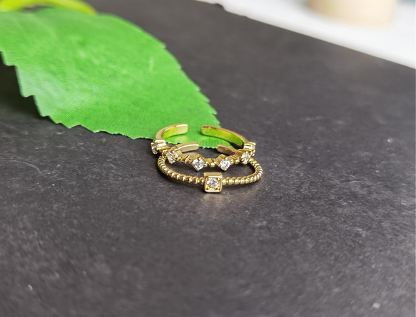 重ねつけも☆別々つけも ジオメトリ自由に組み合わせ 繊細高質ジルコニアビジューリング 14KGP 指輪・リング 天然石アクセサリーのfiracia 通販 17506426｜Creema(クリーマ)