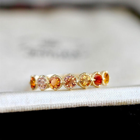 オレンジトルマリン 3mm 7石 ハーフエタニティ セミオーダー 指輪・リング Mei JEWELRY 通販 17513904｜Creema(クリーマ)