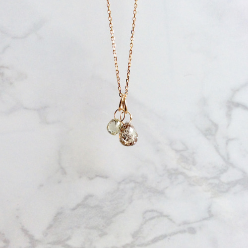 大粒ブリオレットダイヤの2粒ネックレス K18 1.038ct & 0.406ct 大粒ブリオレットダイヤの2粒ネックレス K18 1.038ct & 0.406ct