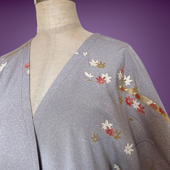 逸品 品格パープル上質 差し色カシュクールワンピ 正絹 フォーマル 卒業式 入学式 結婚式 着物リメイク和柄 A6403 ワンピース 和 ...