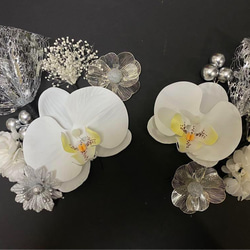 胡蝶蘭&ホワイト 髪飾り結婚式成人式七五三髪飾り 豪華13本 シルバー4/6 ヘッドドレス（アクセサリー） may 通販 17532105 ...