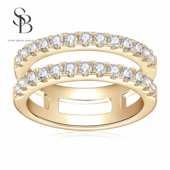 モアッサナイト ダブル ロウ キラキラ S925 ゴージャス 指輪 リング ウェディング バンド 二連 2連 指輪・リング SOPHIE BROWN 通販 17539979｜Creema(クリーマ)