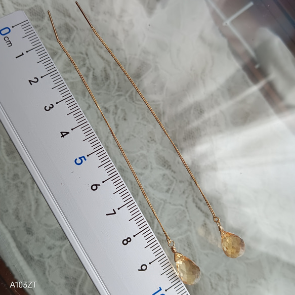 16kgp 超大粒シトリンのアメリカンピアス 219（14kgf可 ピアス（フック・チェーン） Coco 通販 17545763｜Creema(クリーマ)