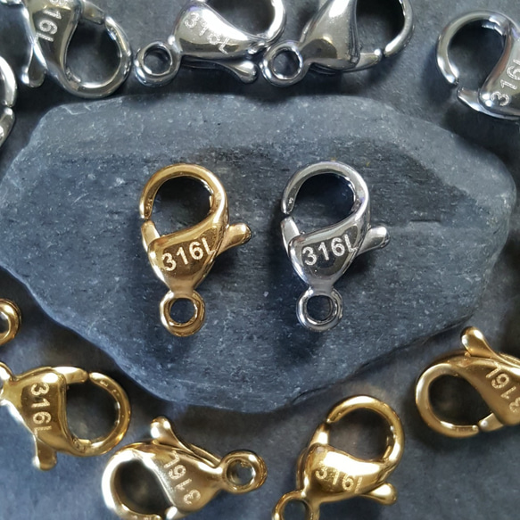 [4pcs] サージカルステンレス316L 9mm カニカン 金具 留め具 金属アレルギー対応 金具・チェーン 3K 通販 17553190｜Creema(クリーマ)