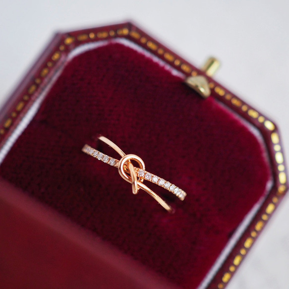 Sv925純銀製 繊細 ピンクゴールド 細身 結び目 ノット リング 指輪 K18仕上げ 指輪・リング cissylady.com 通販 17558902｜Creema(クリーマ)