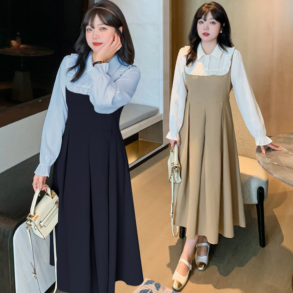 春夏新作 XL~5XL 大きいサイズ レディース 着痩せ ol 通勤 大きめ 5l 4l 3l フレンチスタイル ワンピース Oursuki 通販 17560723｜Creema(クリーマ)
