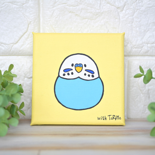 中華のおせち贈り物 セキセイインコ ミニキャンバス 【原画 中華のおせち贈り物 セキセイインコ ミニキャンバス 【原画