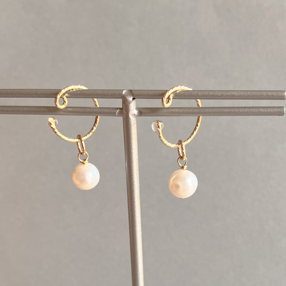 14kgf/6月誕生石/天然真珠/淡水パール フォーマル 一粒チャーム 初めてのイヤリング 痛くない ギフト イヤリング・ノンホールピアス i.f(いふ) 通販 17587503｜Creema ...