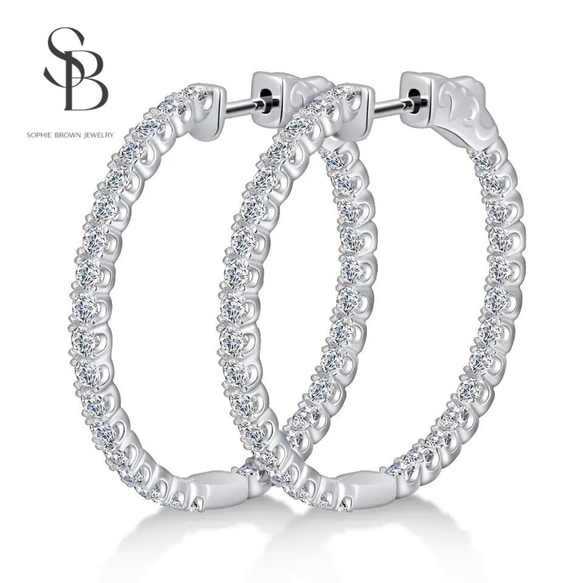 モアッサナイト フープ ピアス キラキラ S925 ラグジュアリー ゴージャス ウェディング エタニティピアス ピアス（フープ） SOPHIE BROWN 通販 17590459｜Creema ...