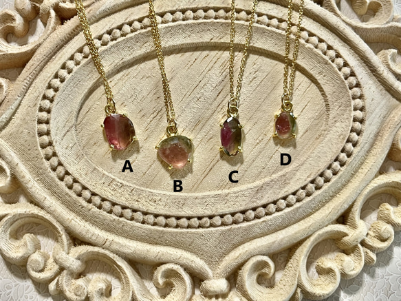 バイカラートルマリン（スイカ色）のネックレス ＜A＞ 14kgf ネックレス・ペンダント sironekoshop 通販｜Creema(クリーマ)