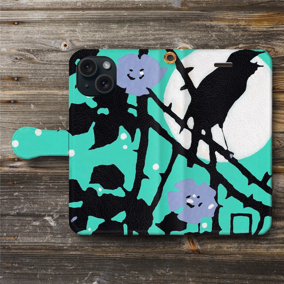 【Hohlwein 満月の夜のサヨナキドリ】スマホケース手帳型 iPhoneSE第三世代 第二世代 Pixel7Goo スマホケース・カバー ...