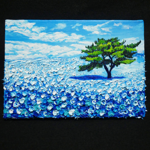 油絵 油彩 油彩画 絵 絵画【ネモフィラの丘】SM号 絵画 HR 油絵 油彩 油彩画 絵 絵画【ネモフィラの丘】SM号 絵画 HR
