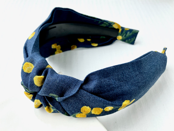 ＜1点のみセール＞コットンリネンの結びカチューシャ ミモザネイビー カチューシャ North Little Nest 通販 17616664 ...