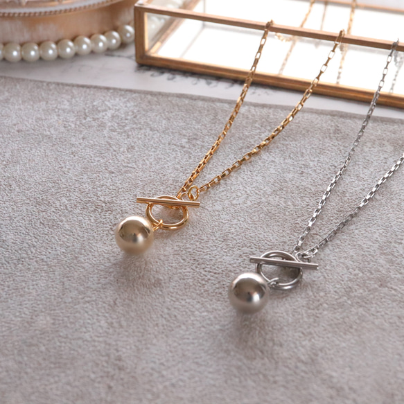 Y 字 ネックレス メタルボール マンテル /金属アレルギー対応 ネックレス・ペンダント Repisol 通販 17623474｜Creema ...