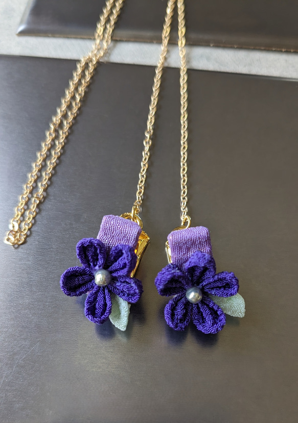 ナプキンクリップ 紫 ミニ小花 つまみ細工 和装小物（帯・半襟） つまみ細工＊はゆみ屋 通販 17628003｜Creema(クリーマ)