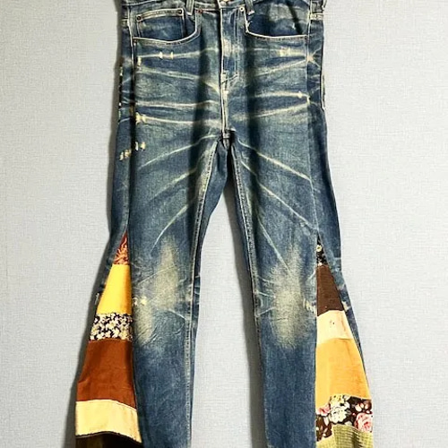 リメイクヒッピーデニム パッチワーク SW2-94 ロングパンツ リメイクヒッピーデニム パッチワーク SW2-94 ロングパンツ