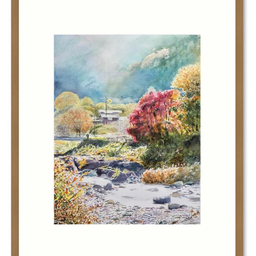 絵画 水彩画 風景画 画題「谷間の光」 絵画 yamakasumi56 通販 絵画 水彩画 風景画 画題「谷間の光」 絵画 yamakasumi56 通販