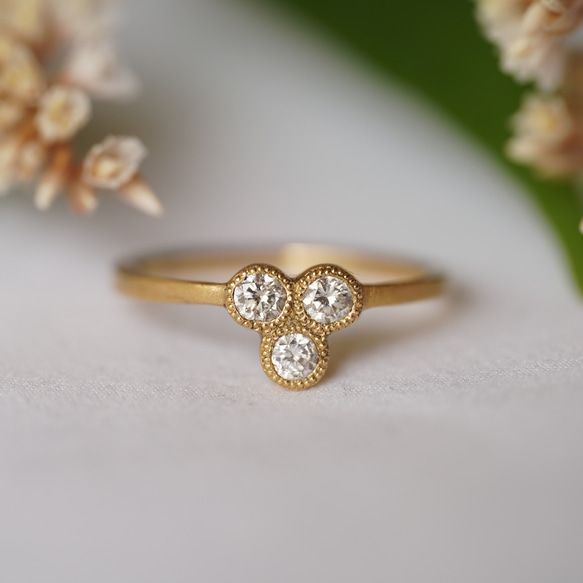 K18 Round lemon yellow 3 Diamonds ring (0.24ct,R041_3D) 指輪・リング atelier-nami(アトリエナミ) 通販 17653678 ...